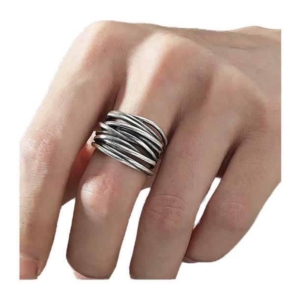 Jewelry | Nwb Thick Silver Layered Ring Os | Poshmark